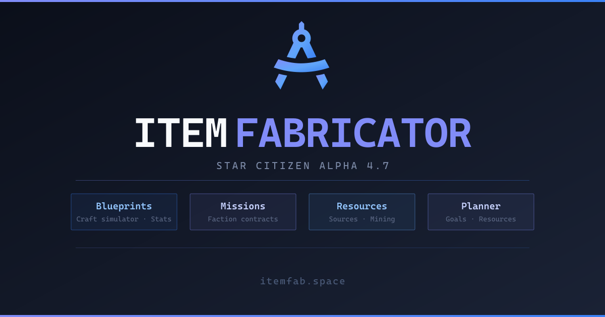 Item Fabricator — Star Citizen Craft & Resource Planner